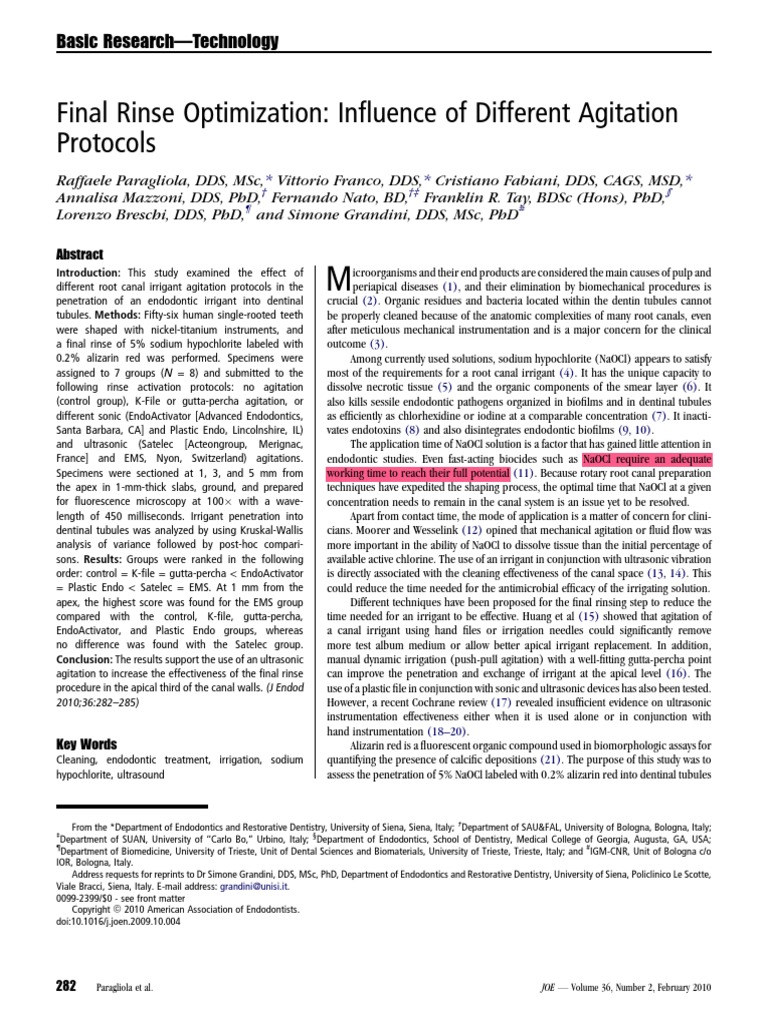 Agitation Protocols in Irri | PDF | Mouth | Nature