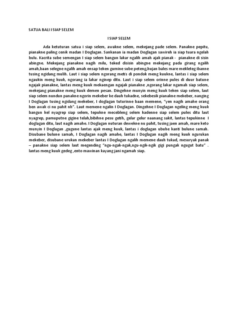 Satua Bali I Siap Selem | PDF