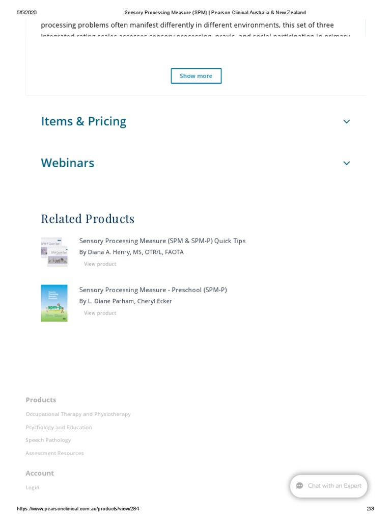 2 Sensory Processing Measure (SPM) - Pearson Clinical Australia & New ...