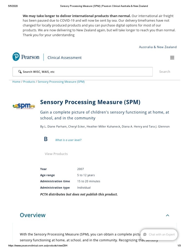 Sensory Processing Measure (SPM) - Pearson Clinical Australia & New ...