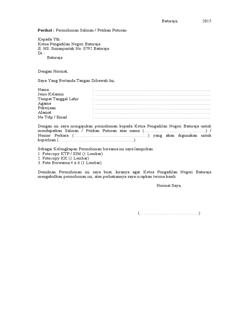 Form Permohonan Petikan Putusan | PDF