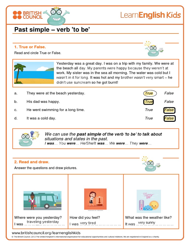 Past Simple Verb To Be Worksheet | PDF