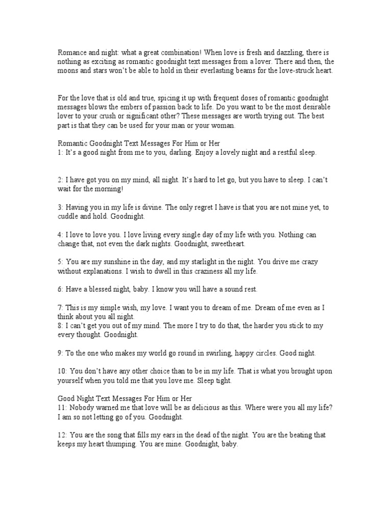 Good Night Text Messages | PDF | Dream