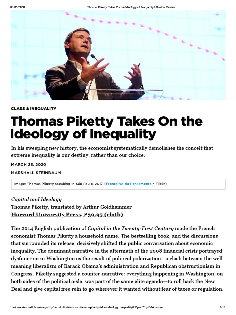 Thomas Piketty Takes On The Ideology of Inequality - Boston Review ...