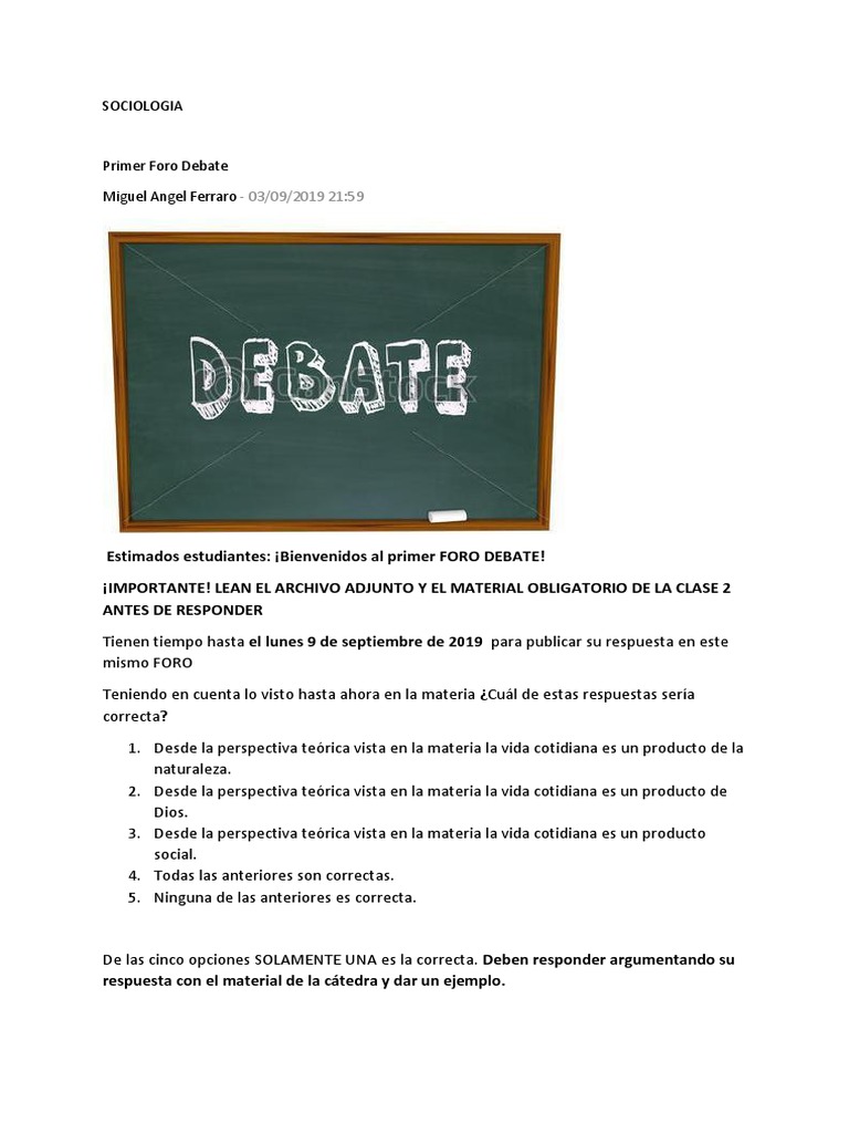 Foro Debate PDF | PDF | Realidad | Sentido común
