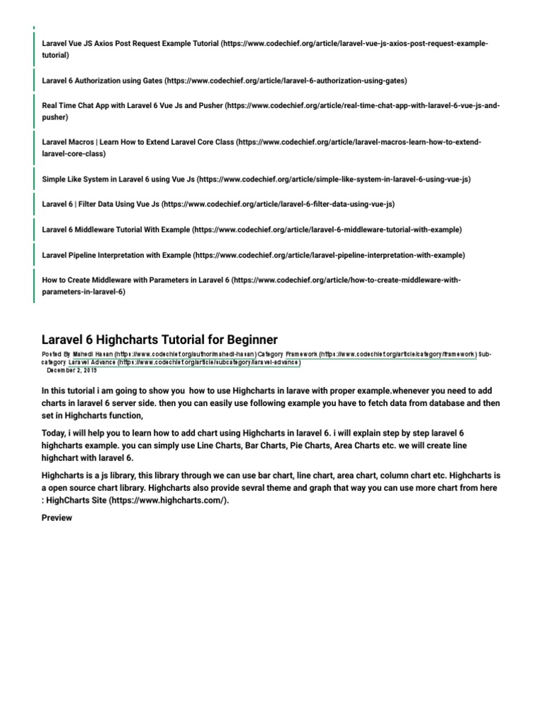 Laravel 6 Highcharts Tutorial For Beginner | PDF | World Wide Web ...