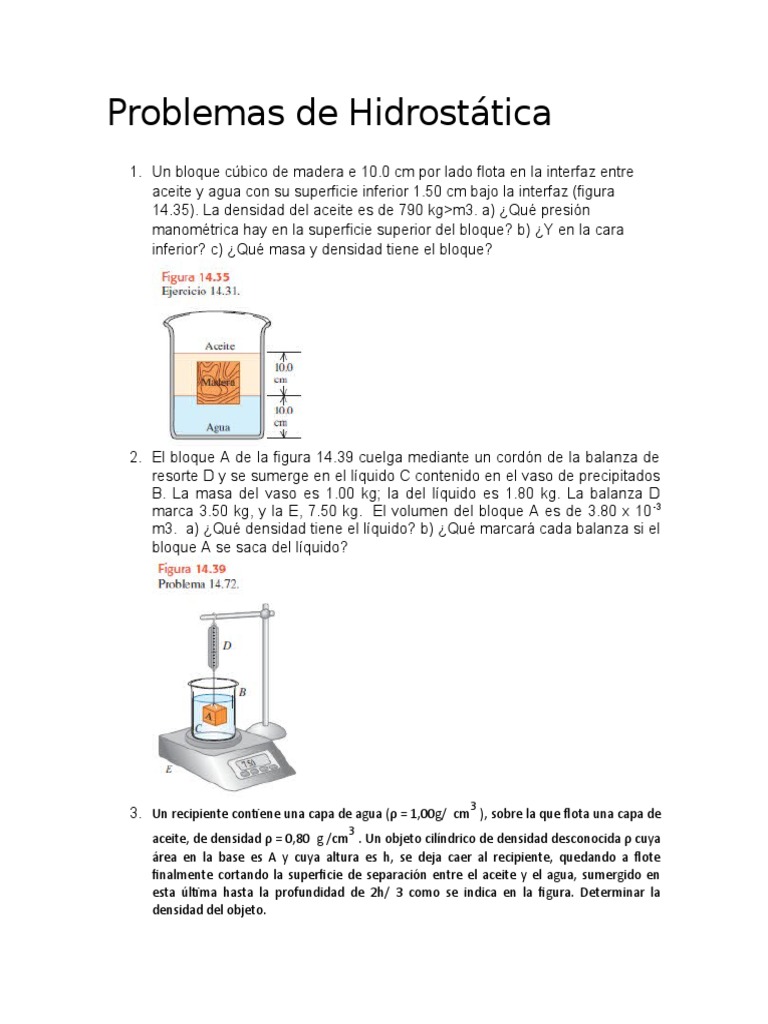 Problemas de Hidrostática 2 | PDF