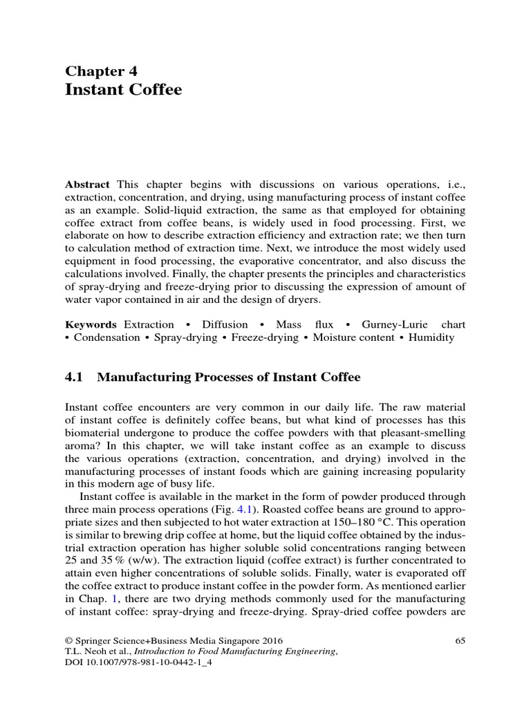 4.1 Manufacturing Processes of Instant Coffee | PDF | Diffusion ...