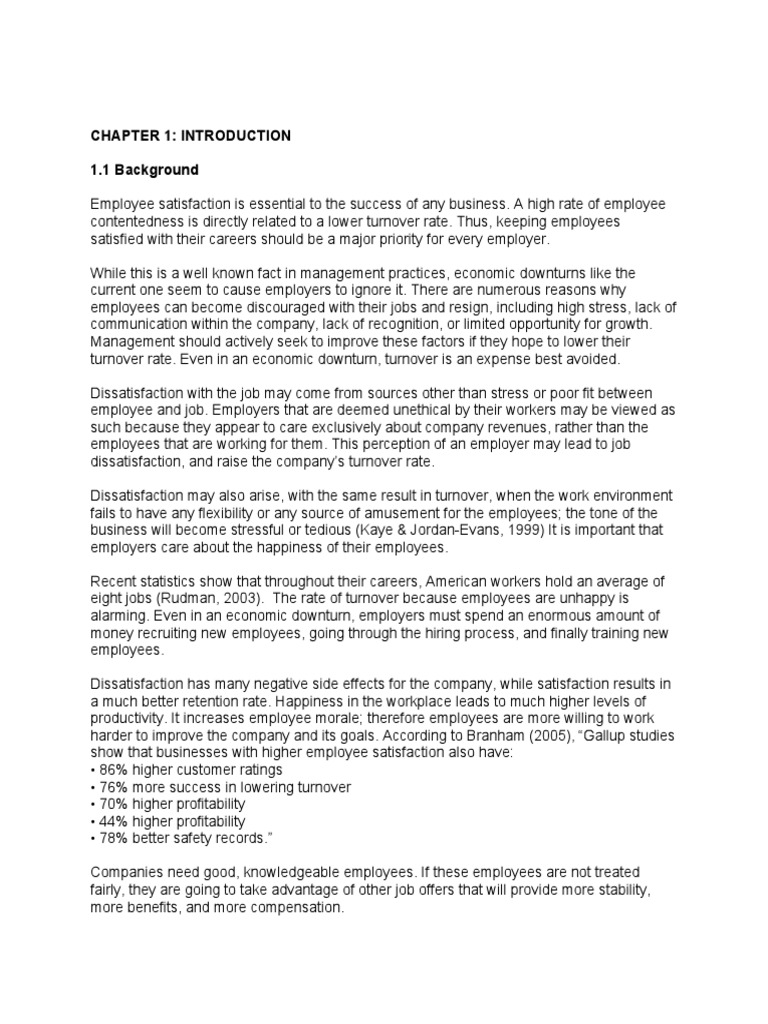 Chapter 1: Introduction 1.1 Background | PDF | Job Satisfaction ...