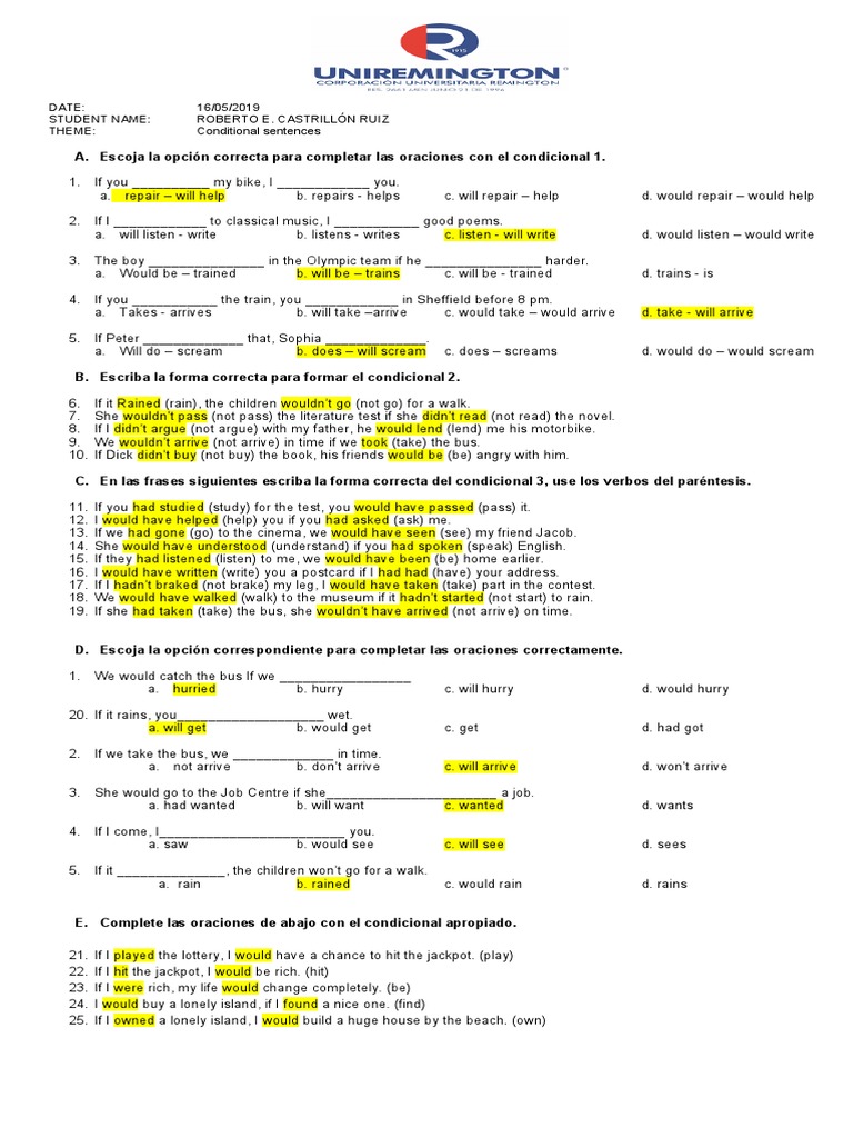 Conditional WORKSHOP | PDF