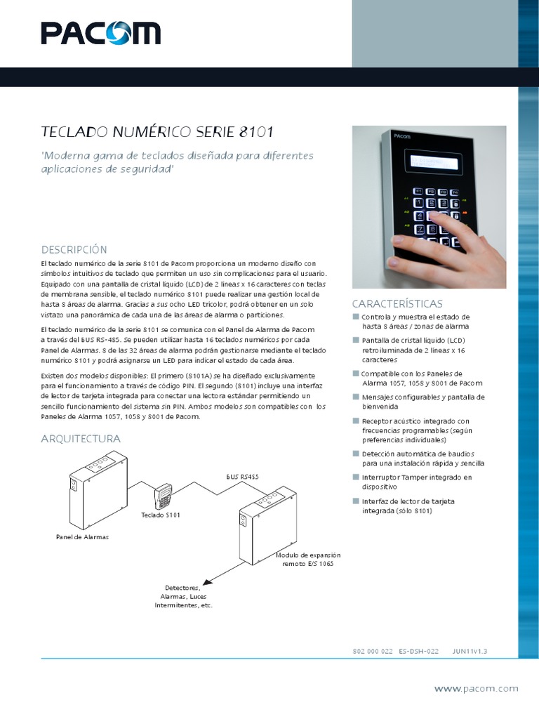 Pacom 8101 Serie Teclados Hoja de Datos PDF | PDF | Teclado | Pantalla ...