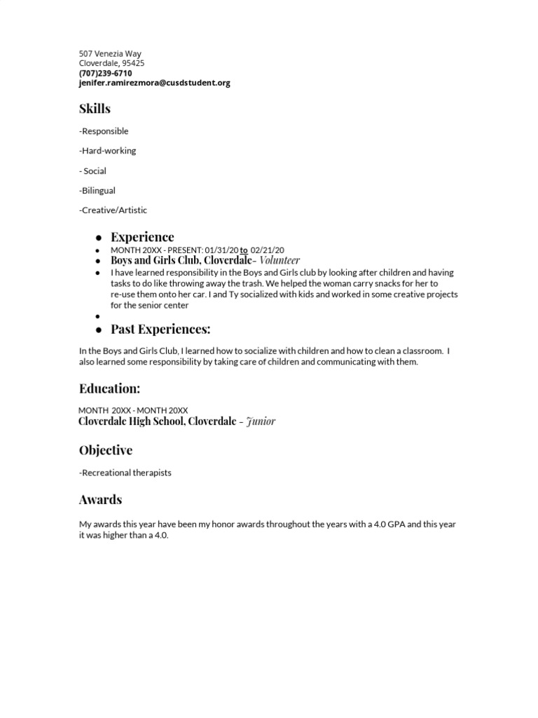 Jenifer Ramirez Resume 2020 1 | PDF