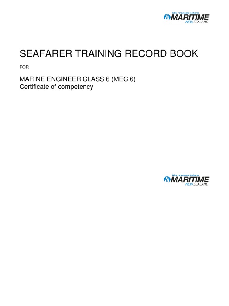 Seafarer Training Record Book MEC6 | PDF | Sailor | Ships
