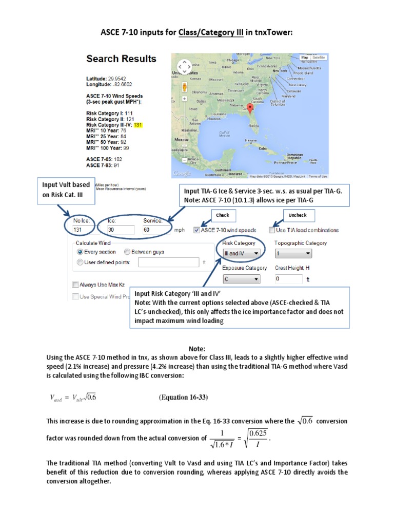 Example of ASCE 7-10 Inputs in Tnxtower | PDF