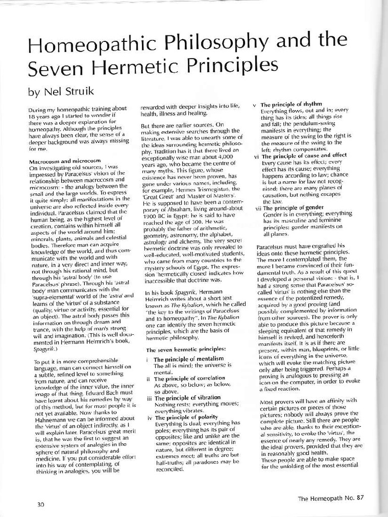 Homeopathic Hermetic: Philosophy Seven Principles | PDF