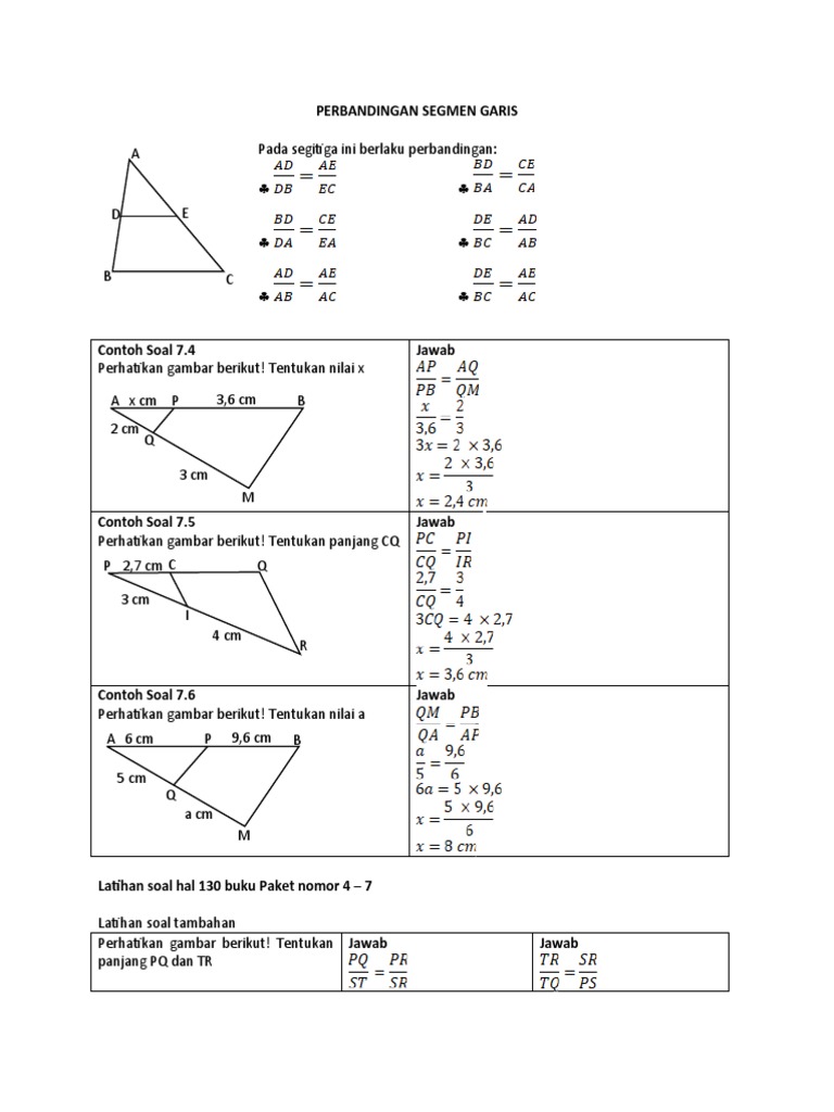 Perbandingan Segmen Garis | PDF