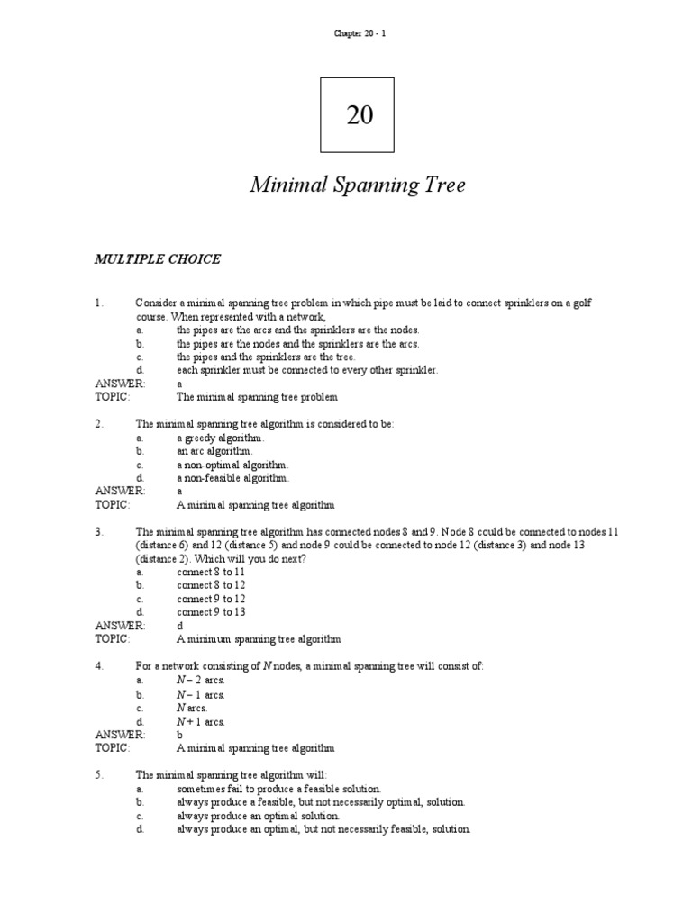 Minimal Spanning Tree: Multiple Choice | PDF | Mathematical Optimization | Mathematical Relations