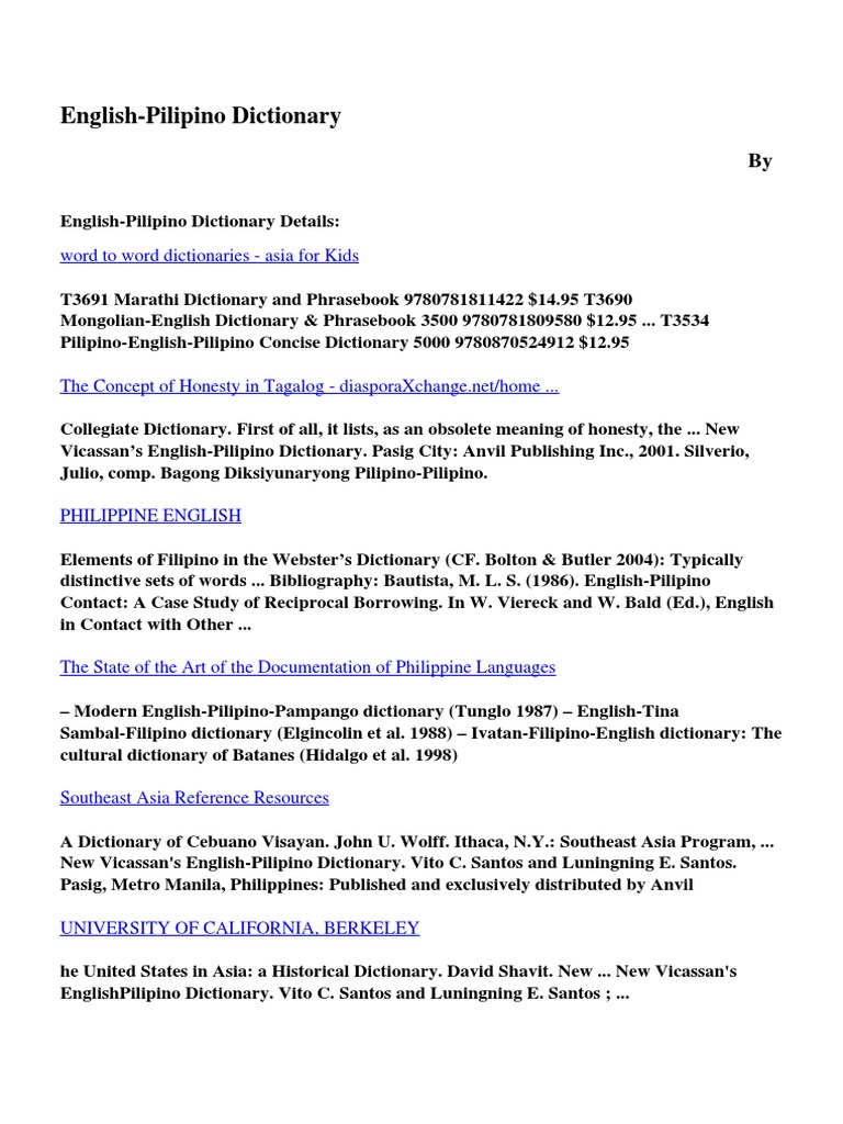 English-Pilipino Dictionary PDF Ebooks by | PDF | Tagalog Language ...