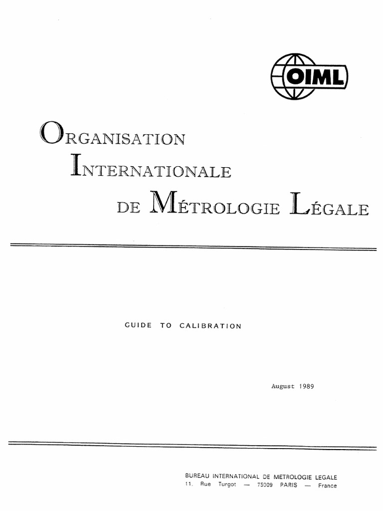 Oiml G 07 - 1989 - 2007 - Guide To Calibration PDF | PDF
