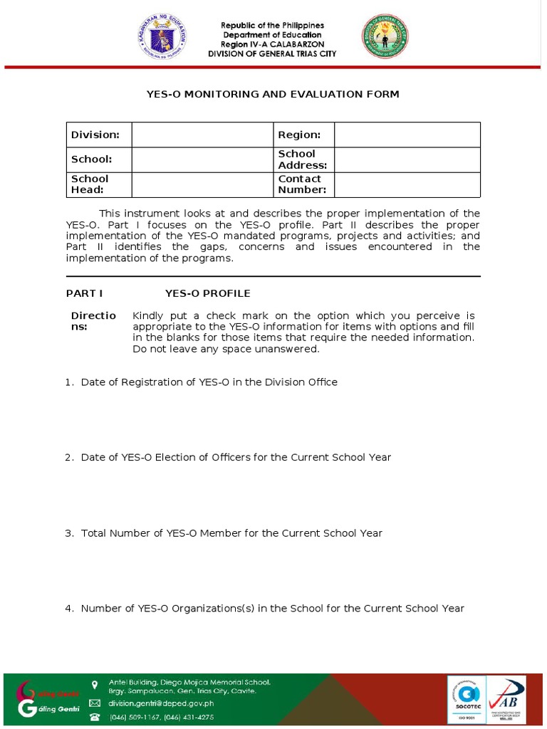 Yes-O Monitoring and Evaluation Form | PDF | Recycling | Natural ...