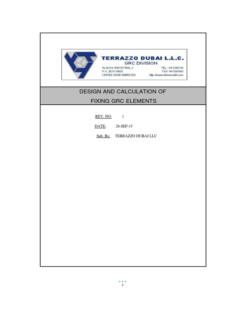 GRC Elements Design and Fixing Details | PDF | Structural Load ...