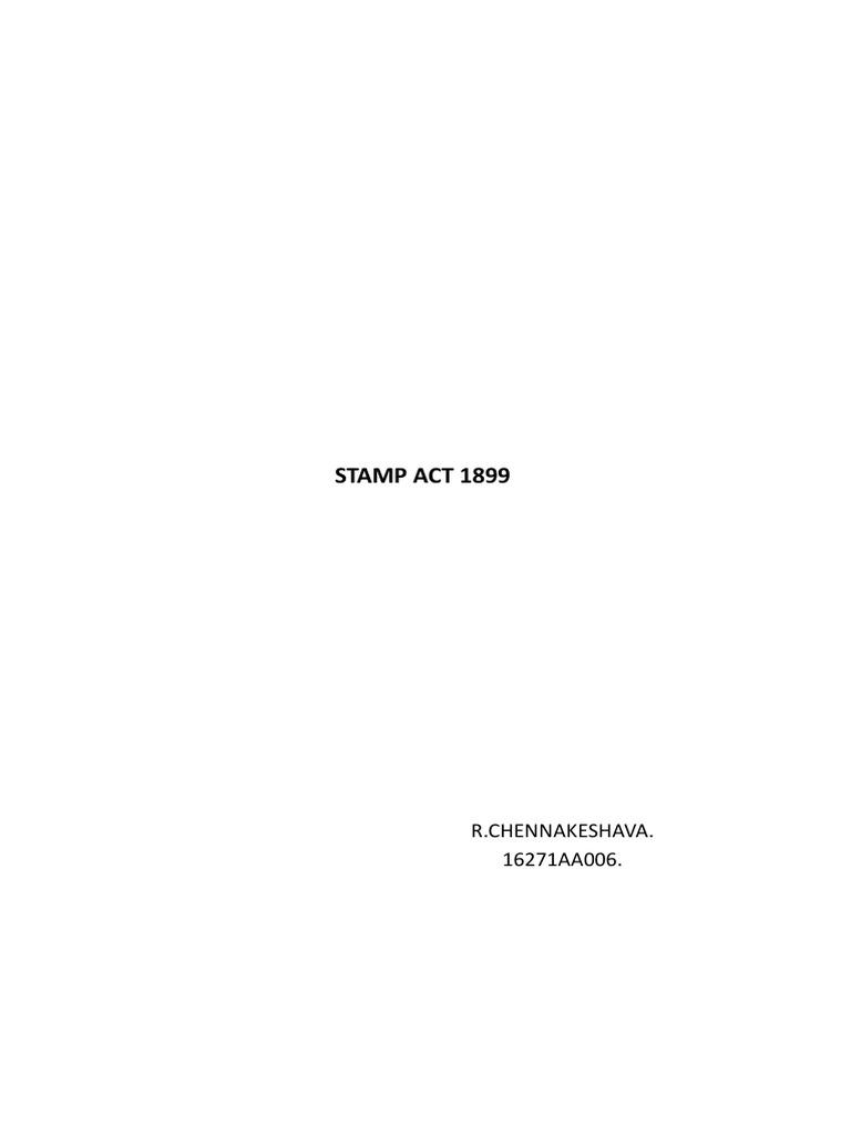 Overview of the Stamp Act 1899 | PDF