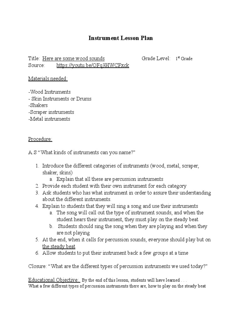 Instrument Families Lesson Plan