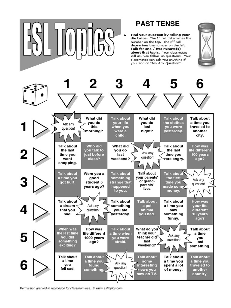 ESL TOPICS-Board Game-PAST TENSE PDF | PDF