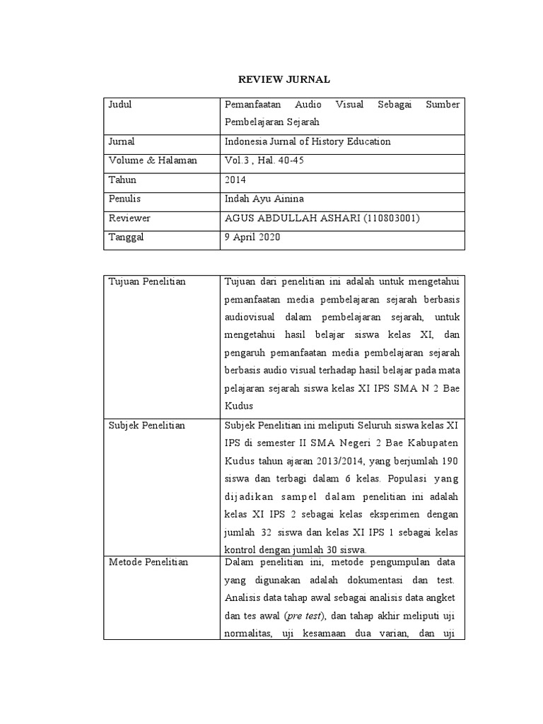 Contoh Review Jurnal | PDF
