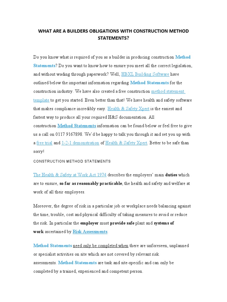 What Are A Builders Obligations With Construction Method Statements ...