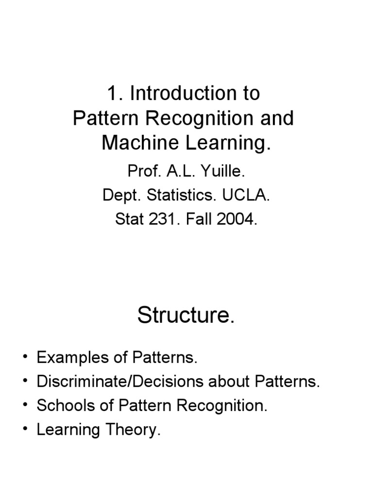 Lecture1 Introduction Pdf Pattern Recognition Machine Learning