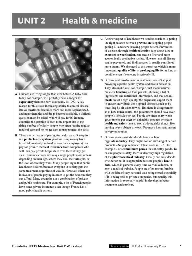 Foundations Ielts Mclass PCM Unit 2 PDF | PDF | Preventive Healthcare ...