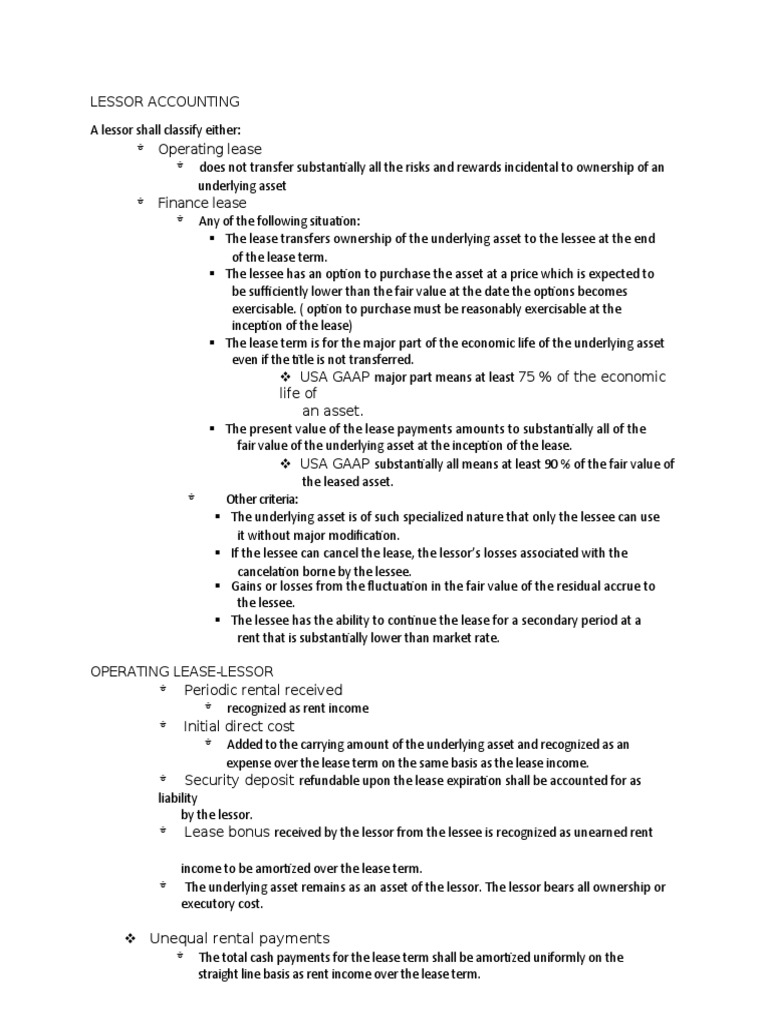 Lessor Operating Lease | PDF | Lease | Business Law