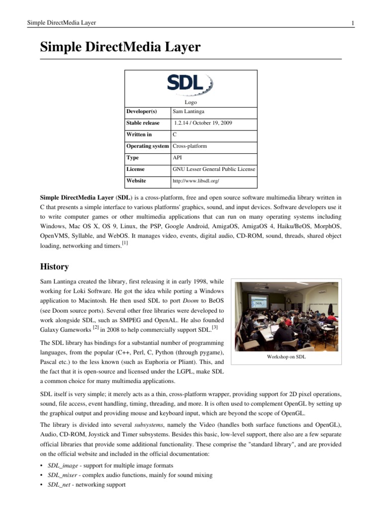 Simple Direct Media Layer Sdl Pdf Computing Platforms Computer 5501