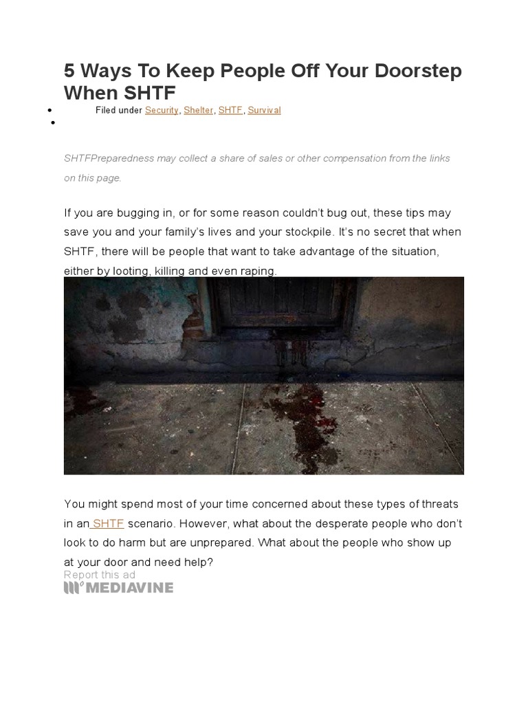 5 Ways To Keep People Off Your Doorstep When SHTF | PDF | Survivalism ...