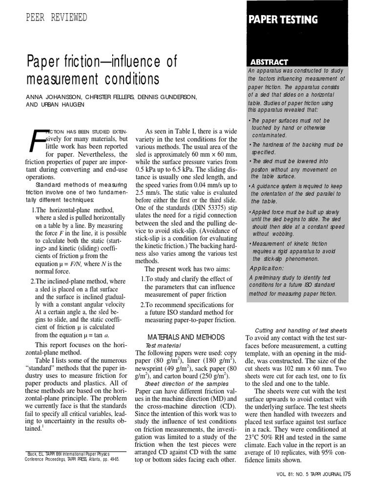 Paper Friction Johan91a PDF | PDF | Friction | Force