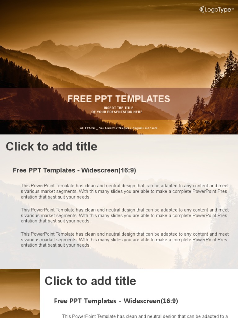 Layers of Mountains PowerPoint Templates Widescreen | PDF