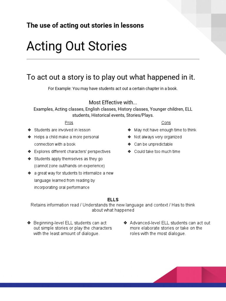 Acting Out Stories 1 | PDF | Reading Comprehension | Psychological Concepts