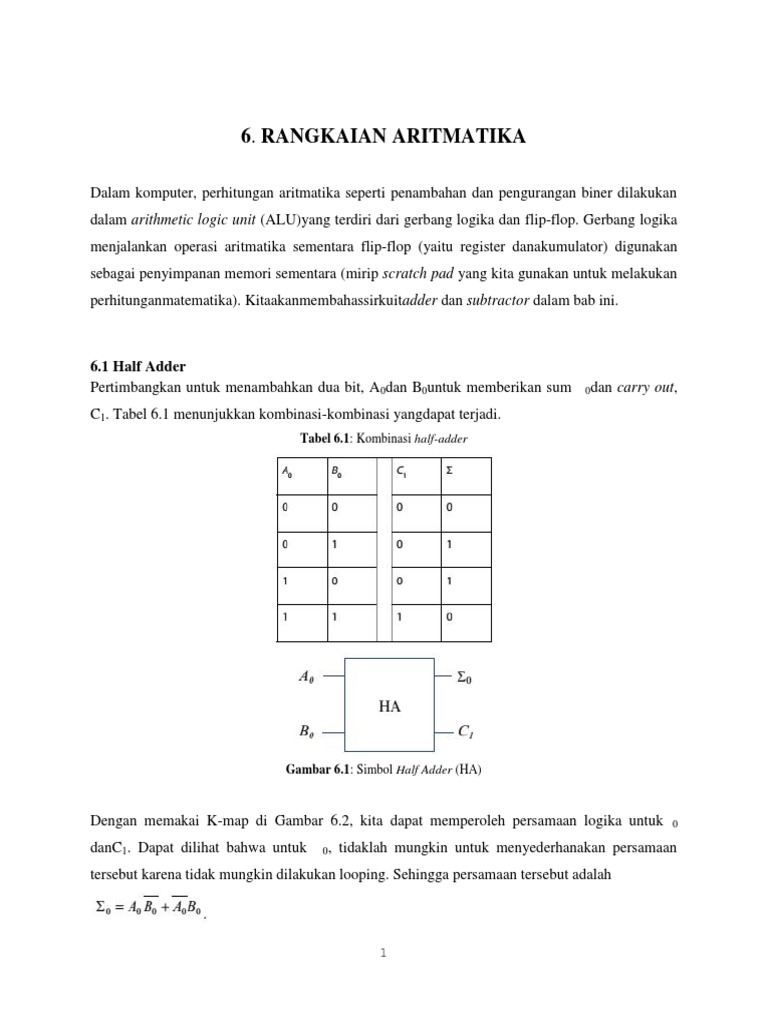 Rangkaian Aritmatika: Half, Full, dan Parallel Adder | PDF | Komputer
