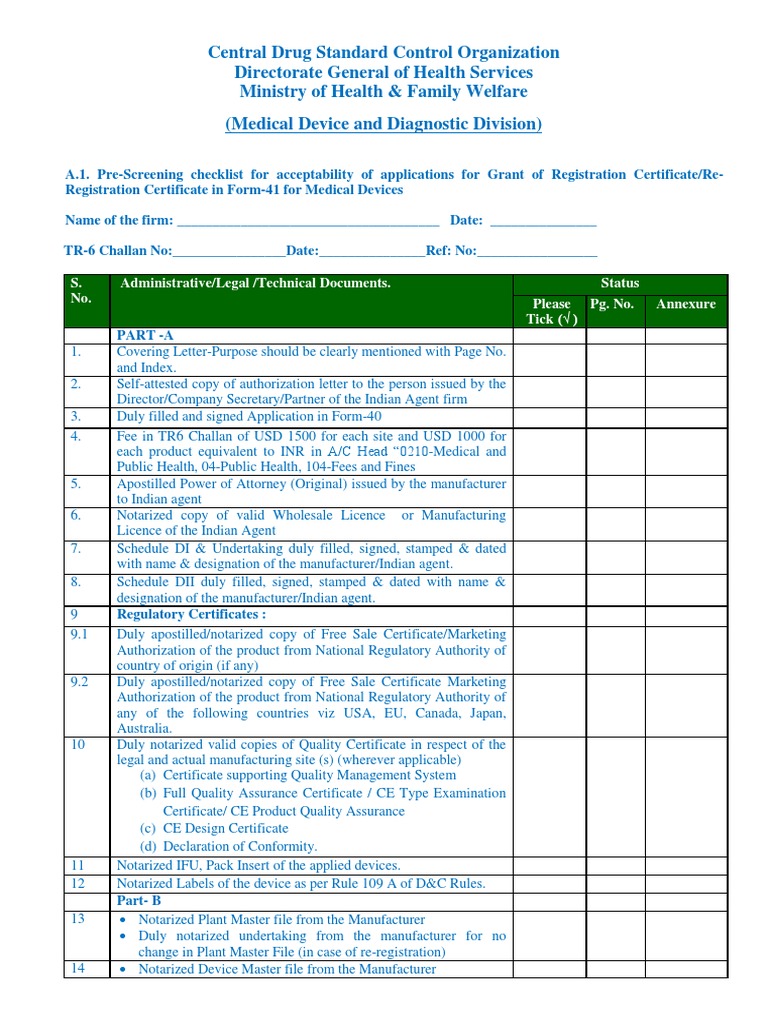Biologic Screening Checklist for Medical Devices | PDF | Clinical Trial ...