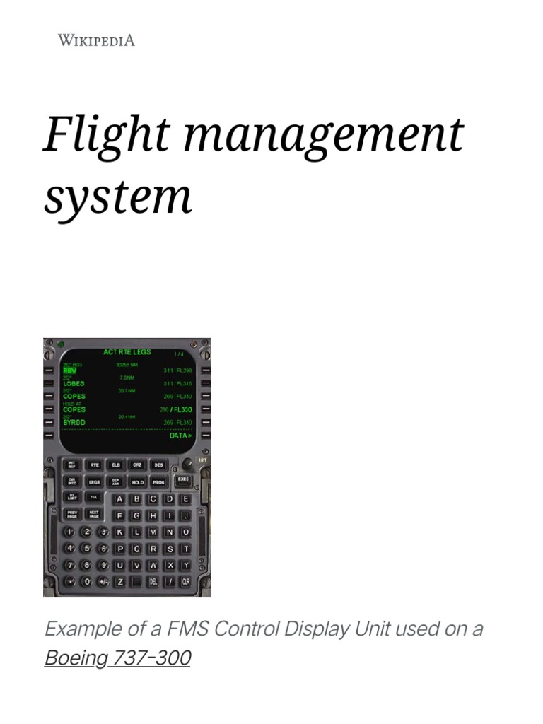 Flight Management System - Wikipedia PDF | PDF | Aviation | Aircraft