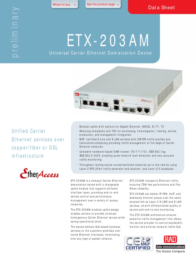 Etx 203am | PDF | Computer Network | Network Switch