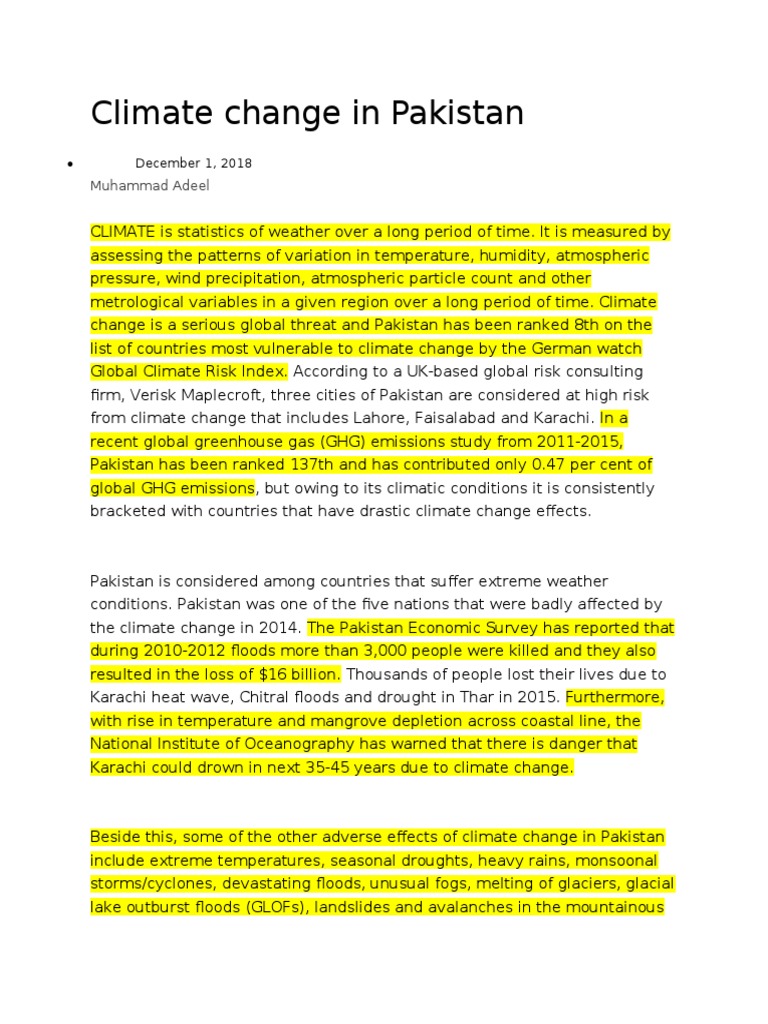 Climate Change in Pakistan | PDF | Global Warming | Climate