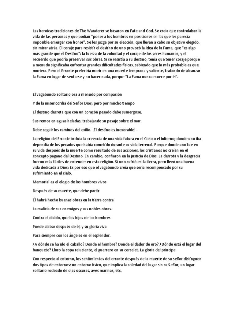 The Wanderer y The Wife S Lament | PDF | Destino | Mujer
