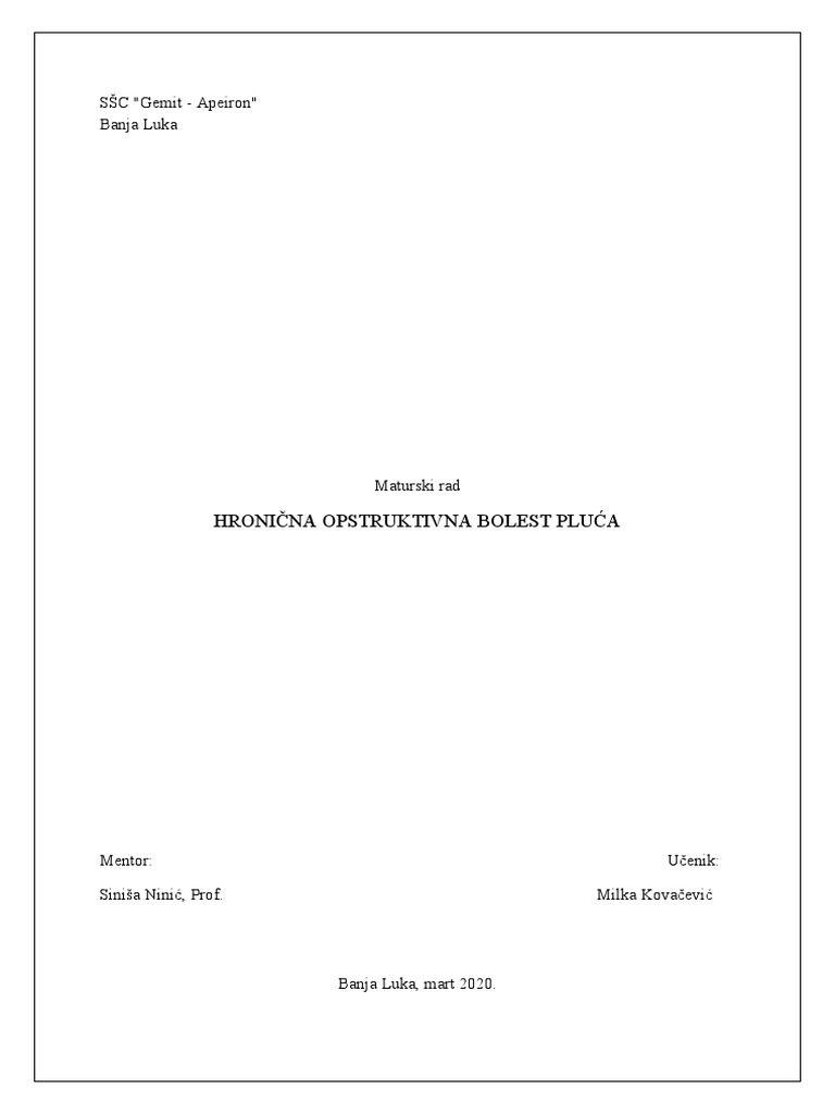 2020 Hronicna Opstruktivna Bolest Pluca | PDF