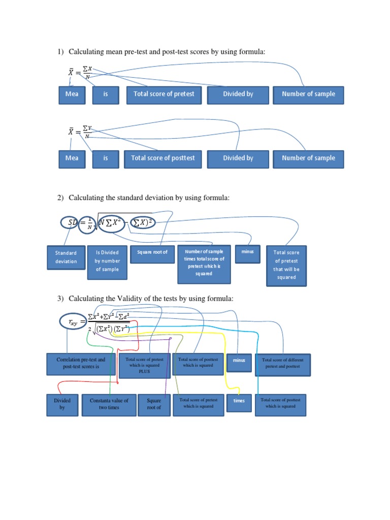 1) Calculating Mean Pre-Test and Post-Test Scores by Using Formula: ̅ ...