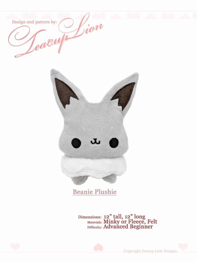 Eevee Plushie Sewing Pattern by TeacupLion | PDF | Sewing | Embroidery