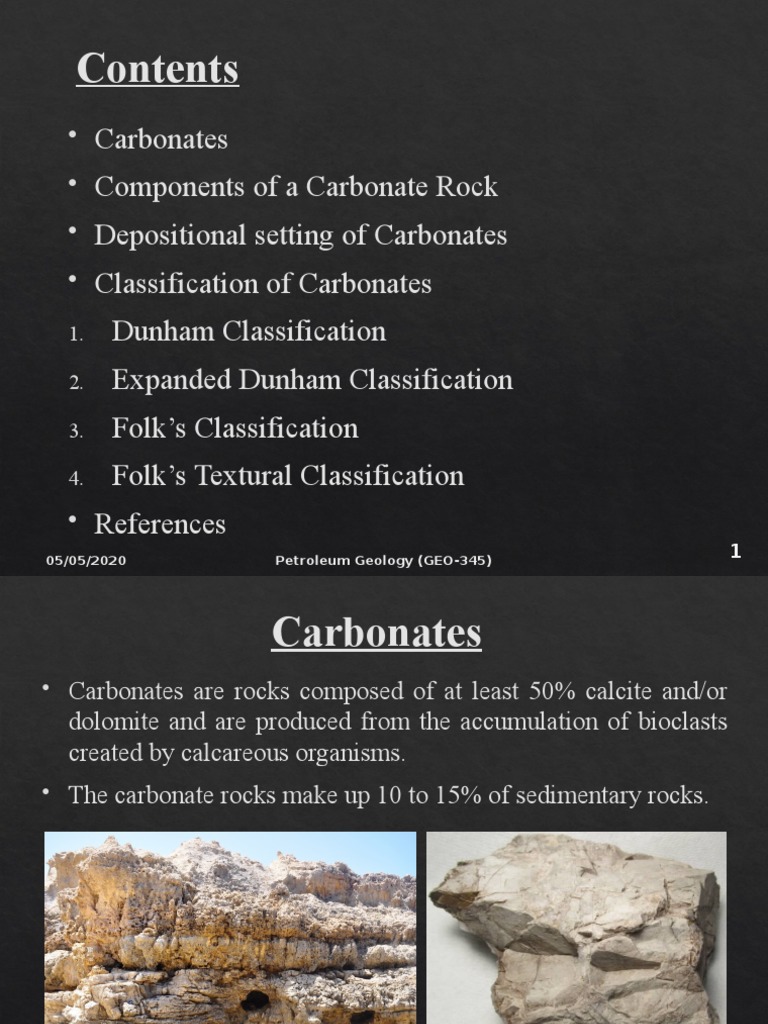 Classification of Carbonates | PDF | Limestone | Sedimentary Rock