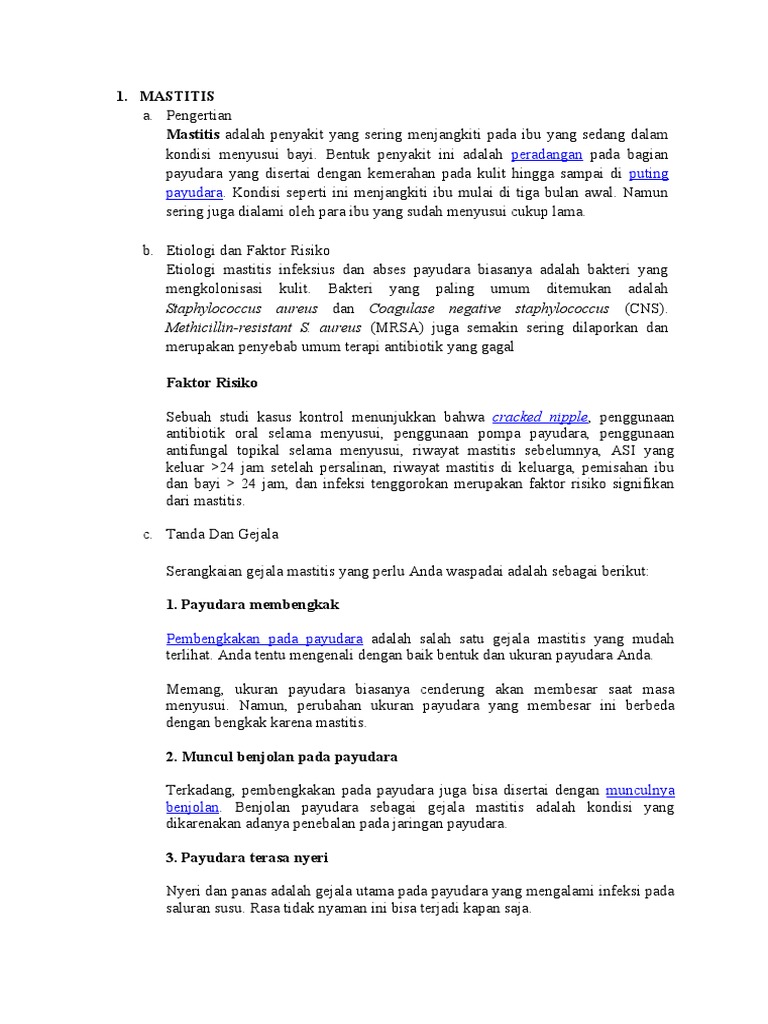 Ciri dan Gejala Mastitis Payudara | PDF