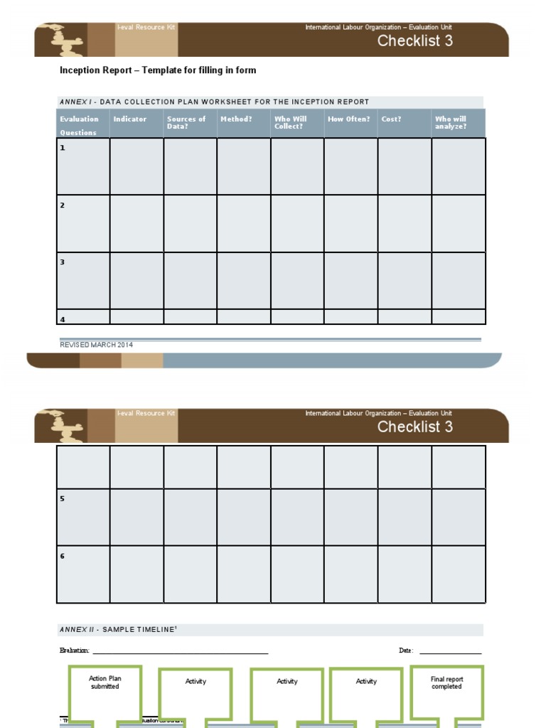 Checklist 3: Inception Report - Template For Filling in Form | PDF